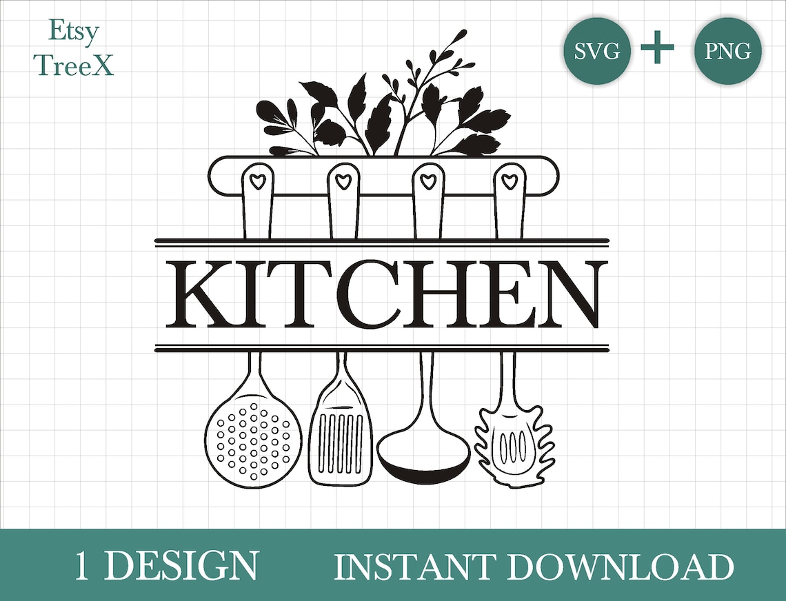 Hand Drawn Kitchen Logo SVG Cooking SVG Kitchen Sign Svg by - Etsy