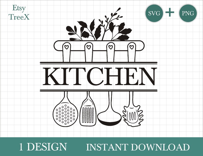 Hand Drawn Kitchen Logo SVG Cooking SVG Kitchen Sign Svg by | Etsy