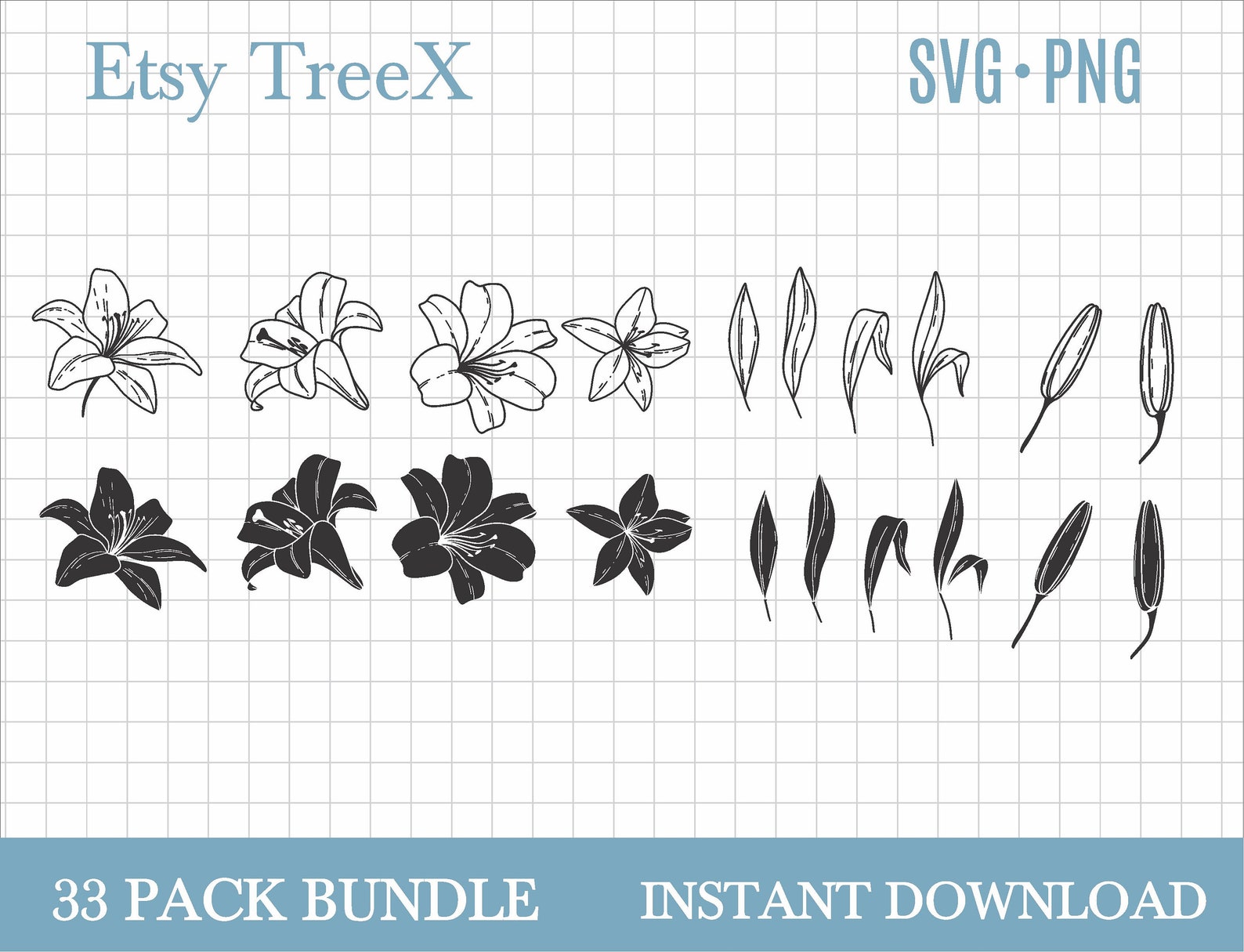 Lilies SVG Bundle by Oxee, Hand Drawn Lily Monogram, Lily Wreath Svg ...