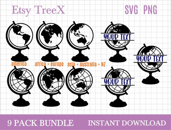 Hand Drawn Globe SVG Bundle by Oxee School Globe Monogram | Etsy