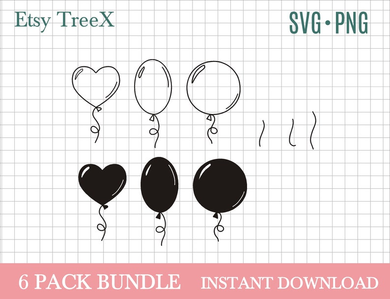 Hand Drawn Balloons SVG Bundle Air Balloons Svg Balloon With | Etsy