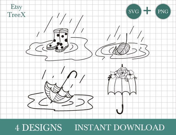 Rain Designs SVG Bundle Puddle With Umbrella Svg Puddle With | Etsy