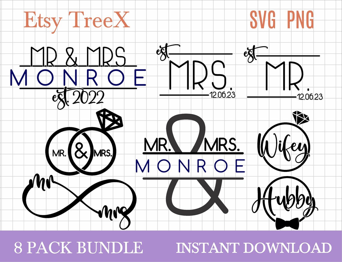 Mr and Mrs Wedding T Shirt Designs Svg by Oxee Mr and Mrs - Etsy