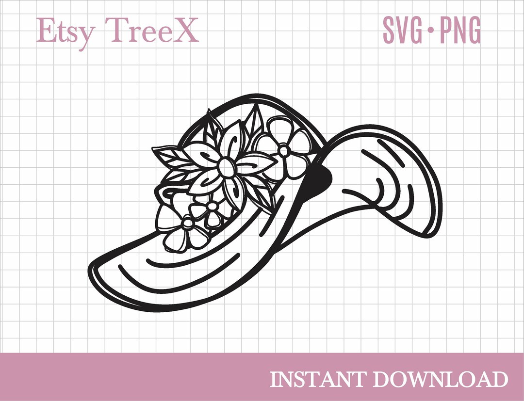 Summer Hat Svg by Oxee, Flower Woman Hat Outline Svg, Line Art Svg, Hey ...