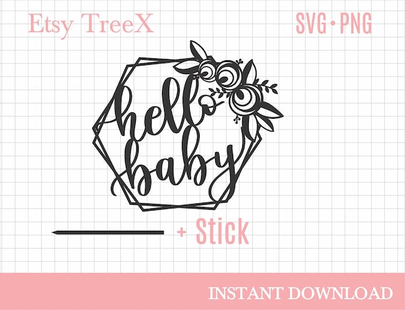 vector cake topper file Baby Shower cake topper svg by Oxee hello baby ...