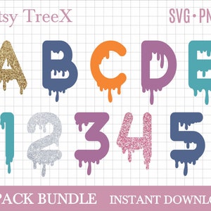 Dripping Alphabet and Numbers SVG Bundle by Oxee, Drip Letters Svg ...