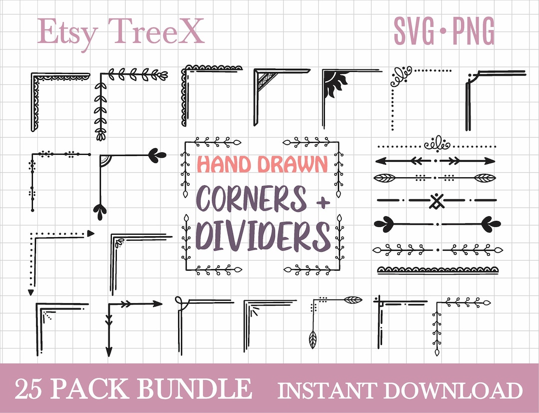 Corners SVG Bundle, Hand Drawn Planner Corners Svg by Oxee, Clip Board ...