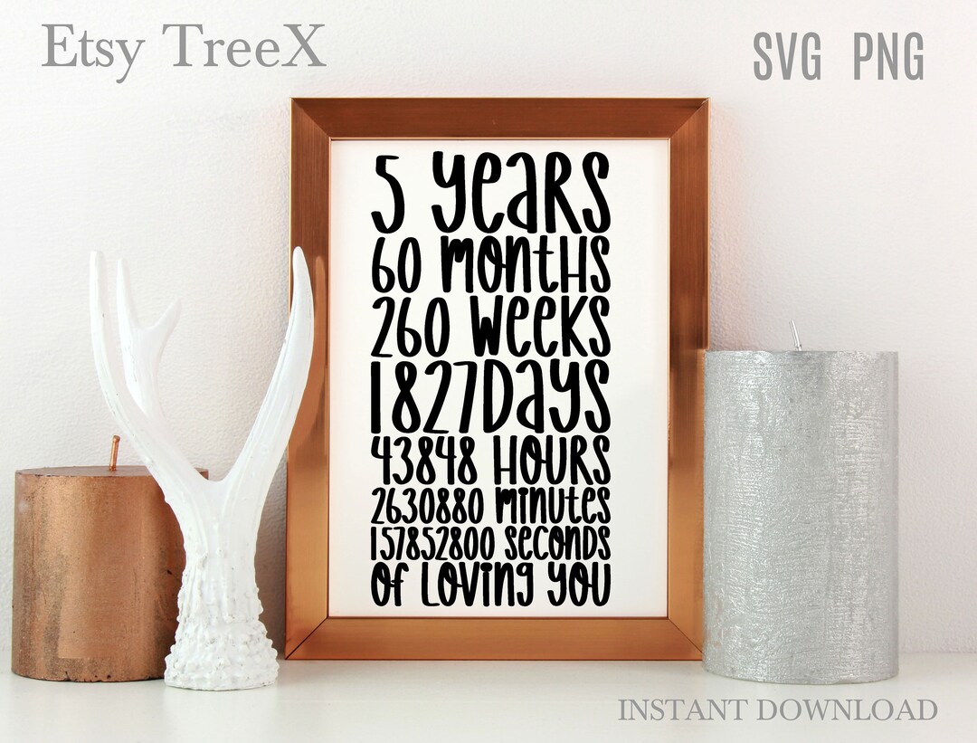 Fifth Year Anniversary SVG by Oxee, 5 Years of Loving You, Anniversary ...