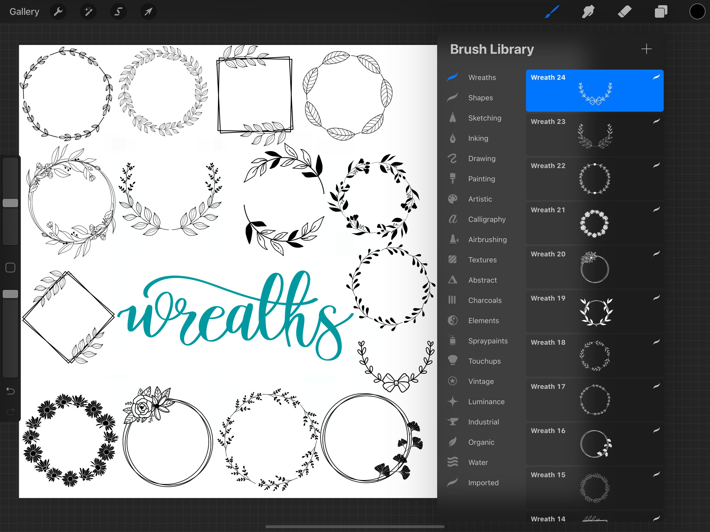 24 Wreath procreate brushes by Oxee Ipad procreate stamps | Etsy
