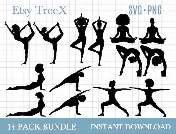 Yoga Poses SVG Bundle by Oxee Black Girl Yoga Poses Svg | Etsy