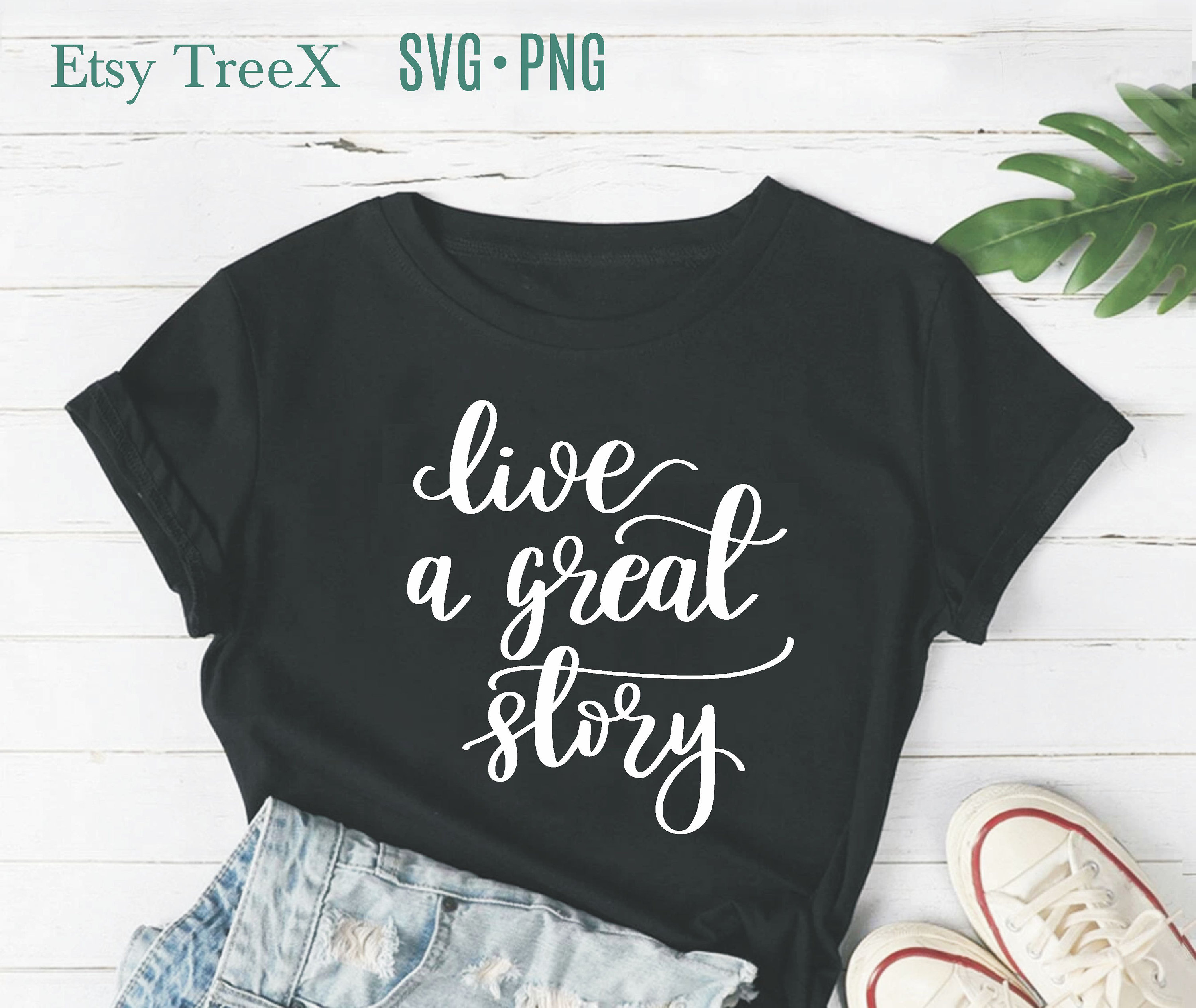 Hand lettered live a great story svg quote inspirational SVG | Etsy