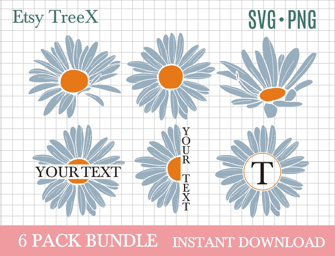 Daisy SVG Bundle Hand Drawn Daisy Flowers SVG Daisy Monogram - Etsy