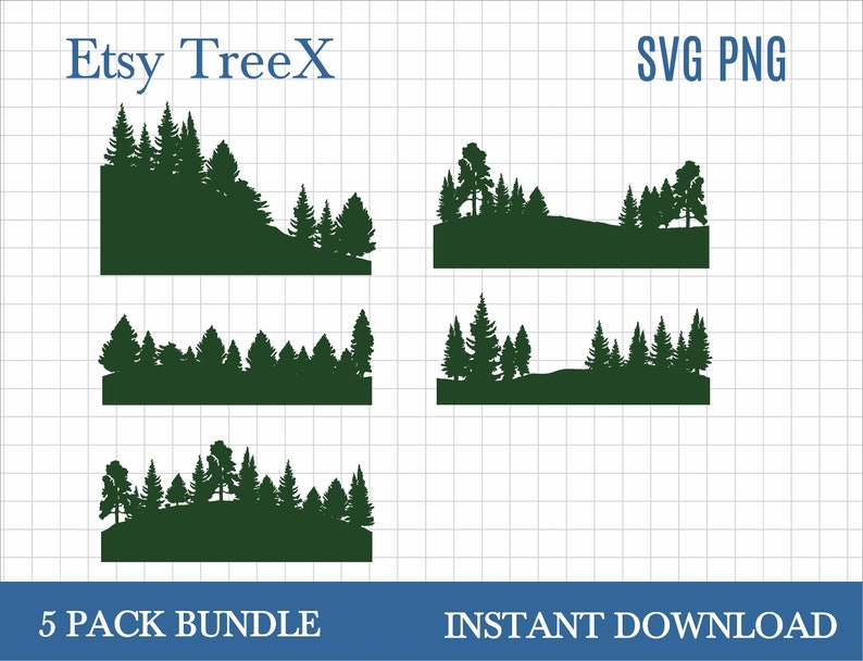 Forest Line SVG Forest Line Silhouette Hand Drawn Forest - Etsy
