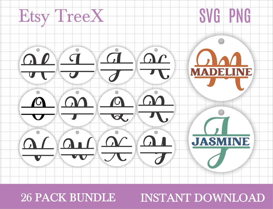 Monogram Keychain Pattern Svg by Oxee, Split Monogram Keychain Svg, Key ...