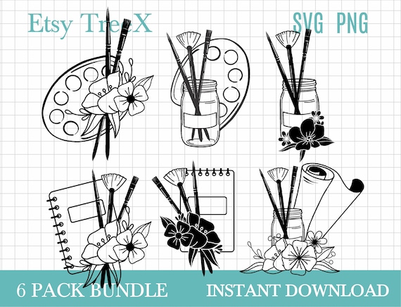 Hand Drawn Painting Designs SVG Bundle by Oxee Drawing Sign | Etsy