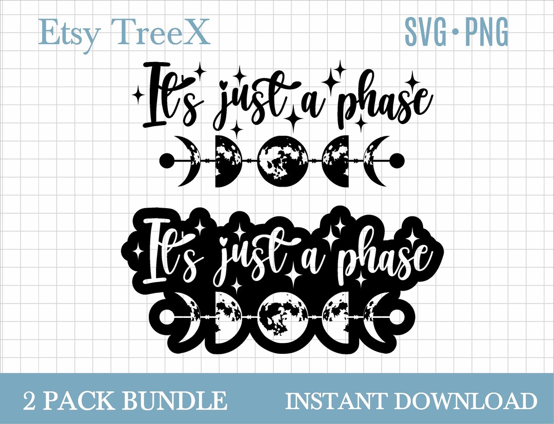 It's Just a Phase SVG by Oxee, Hand Drawn Lunar Phase SVG, Moon Phase ...