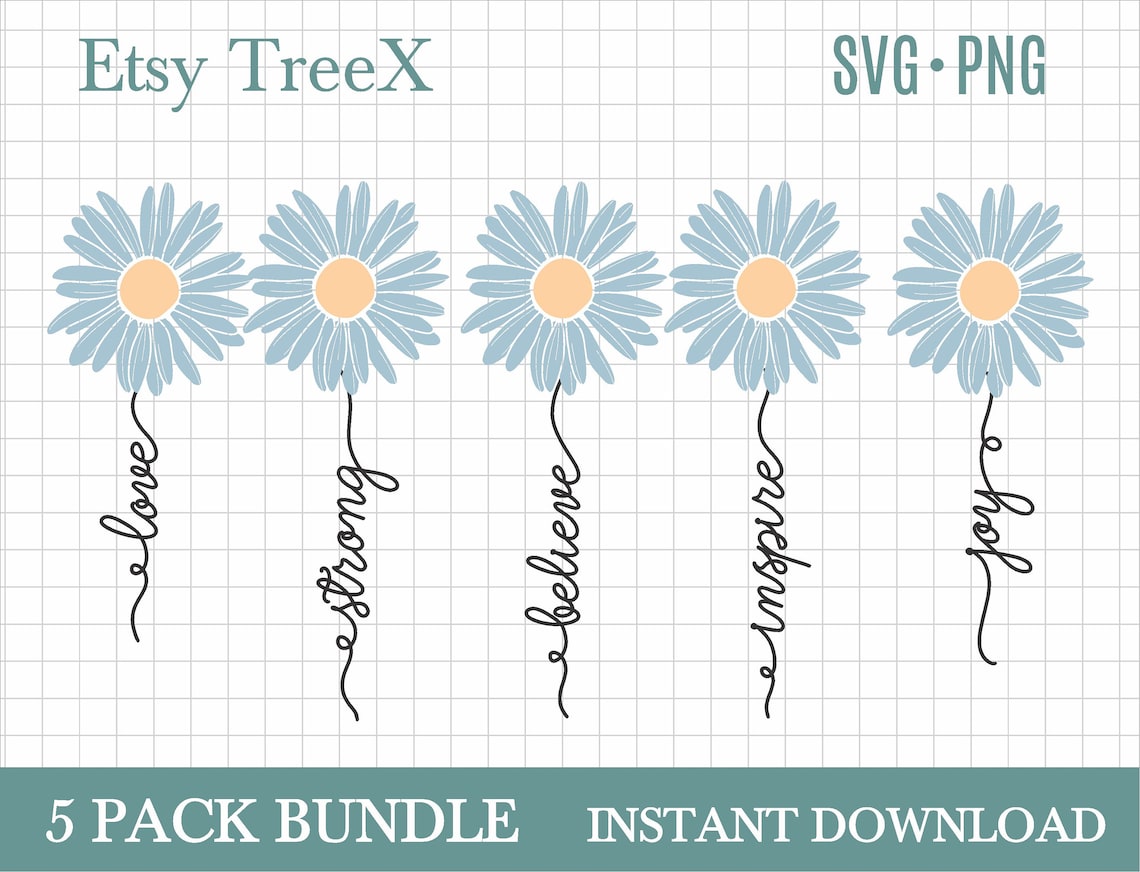 Hand Lettered Daisy SVG Bundle by Oxee Inspire Svg - Etsy