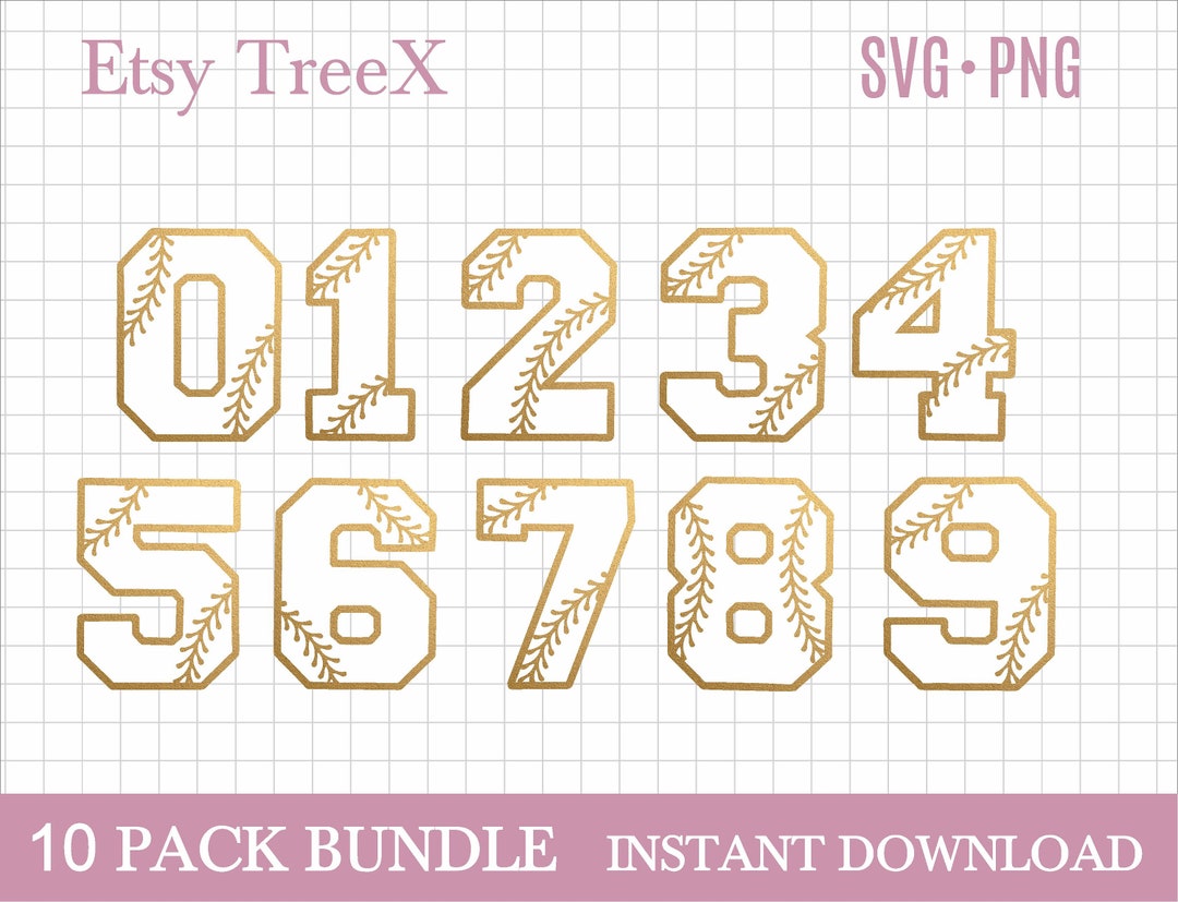 Baseball Numbers SVG Bundle by Oxee, Baseball Stich Font SVG, Layered ...