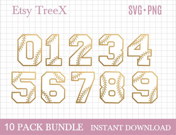 Baseball Numbers SVG Bundle by Oxee Baseball Stich Font SVG - Etsy Hong ...