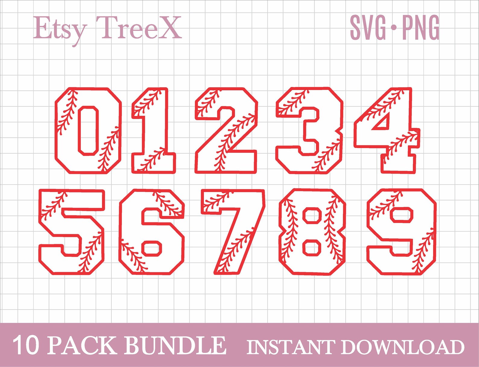 Baseball Numbers SVG Bundle by Oxee Baseball Stich Font SVG - Etsy Hong ...