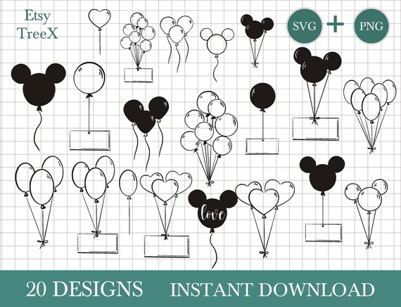 Hand Drawn Balloons SVG Bundle Air Balloons Svg Balloon With | Etsy