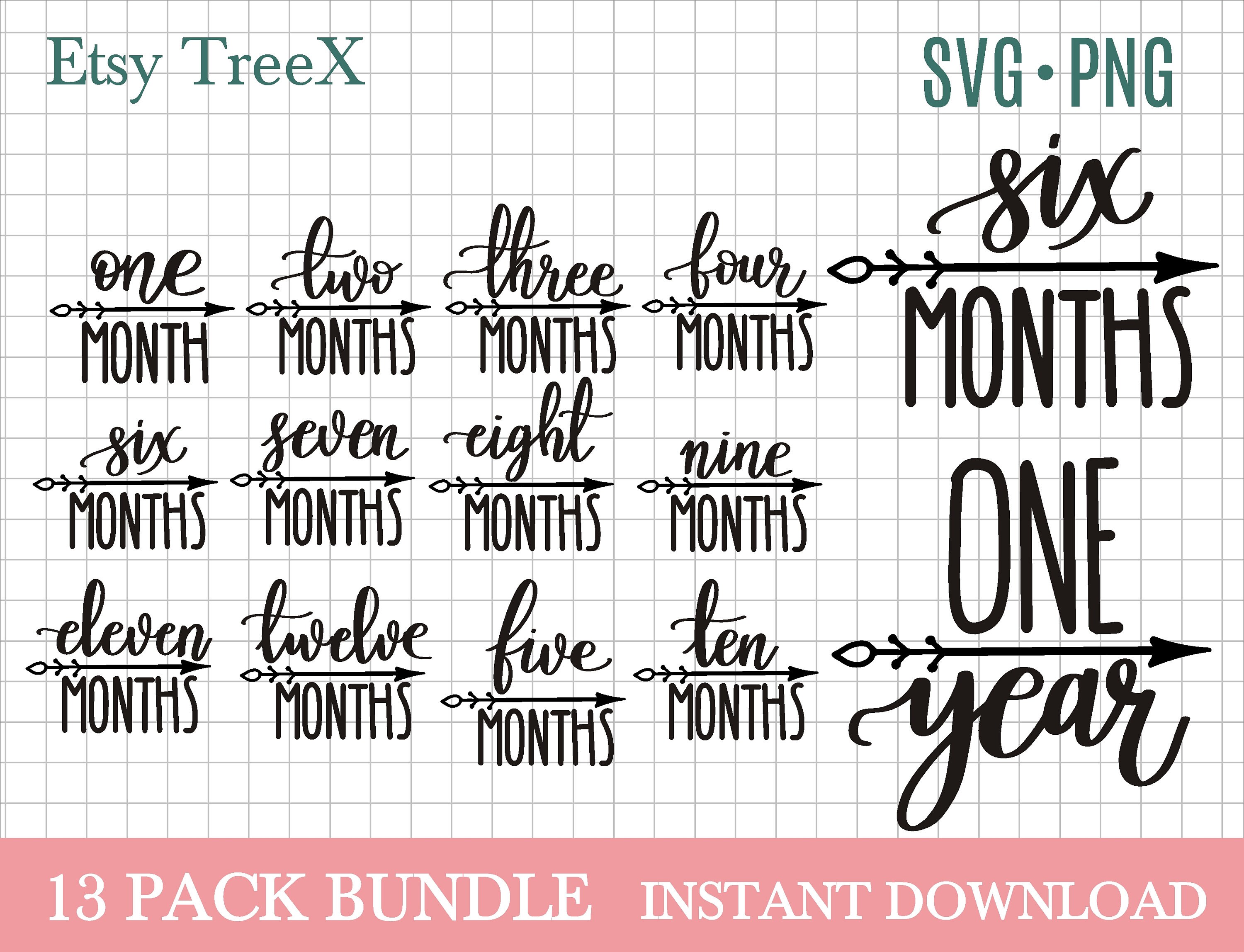 Baby Months SVG Bundle by Oxee Newborn Sign Svg Nine Months - Etsy