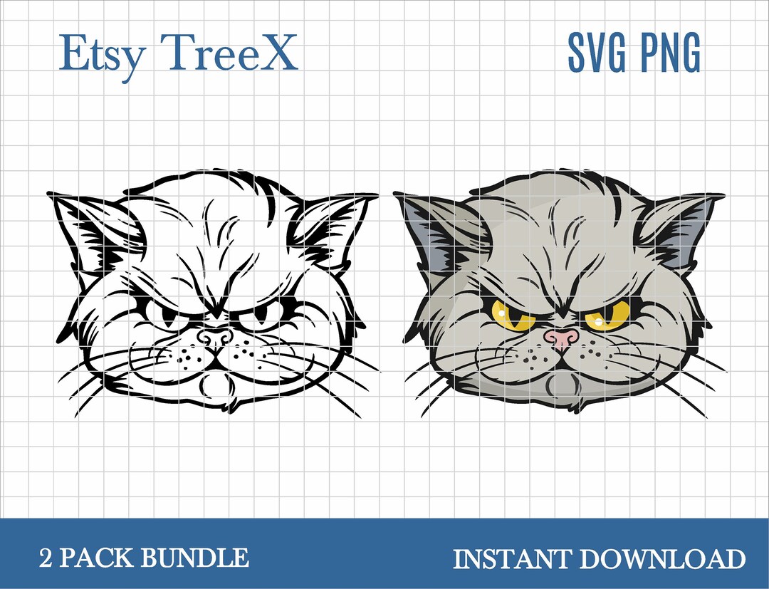 Evil Cat Head Vector Cut File SVG by Oxee, Angry Cat Sticker, Cartoon ...