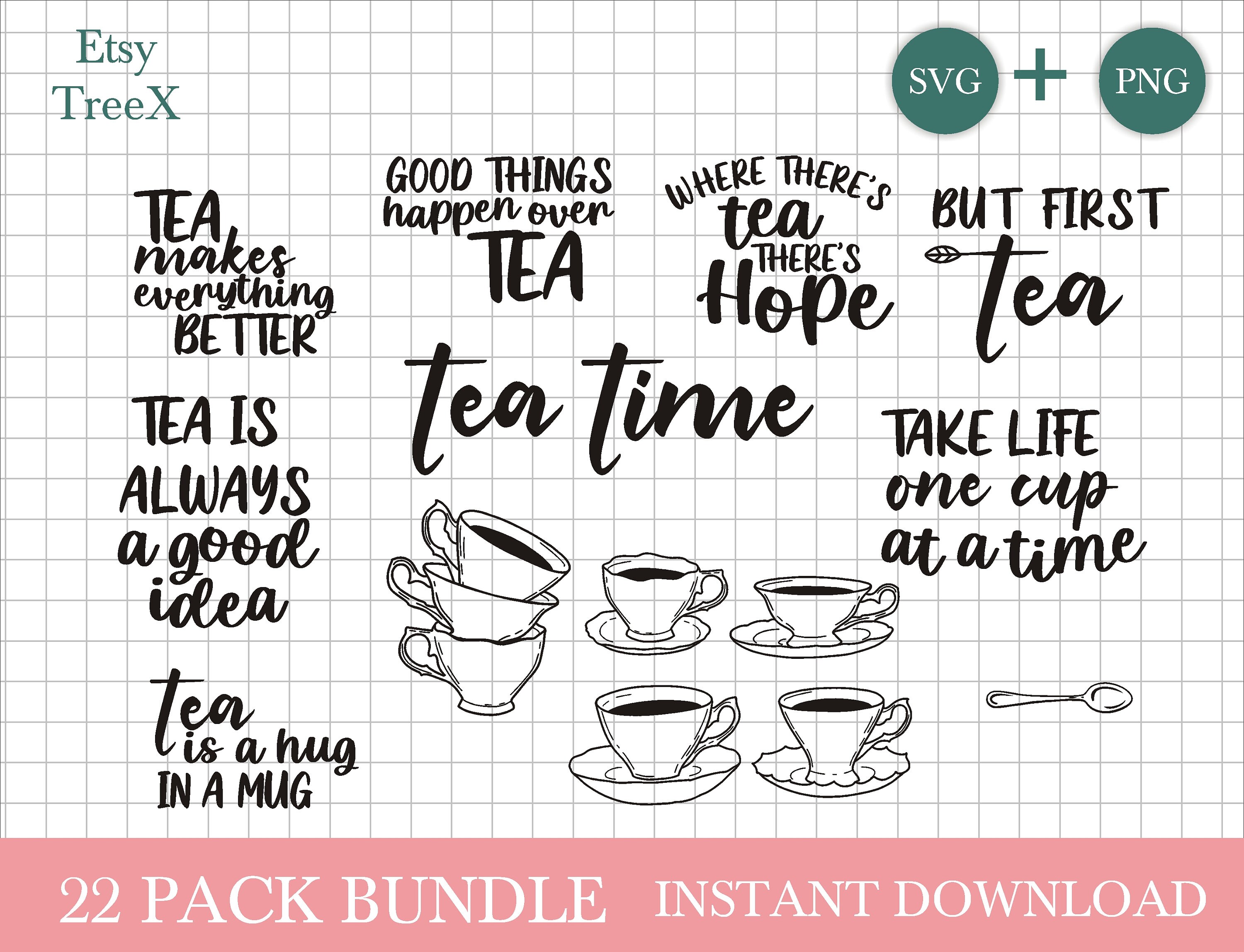 Tea Lovers SVG Bundle Tea Cup Svg Morning Tea Svg by Oxee - Etsy Canada