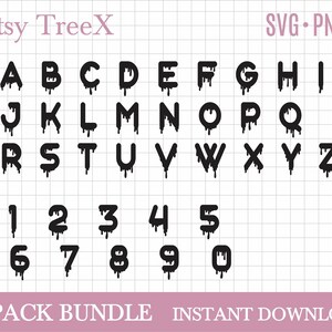 Dripping Alphabet and Numbers SVG Bundle by Oxee, Drip Letters Svg ...