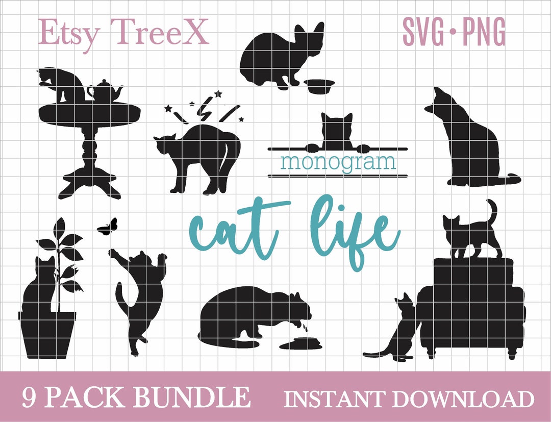 Cat life SVG bundle by Oxee, cat silhouette svg, cat eating svg, cut ...