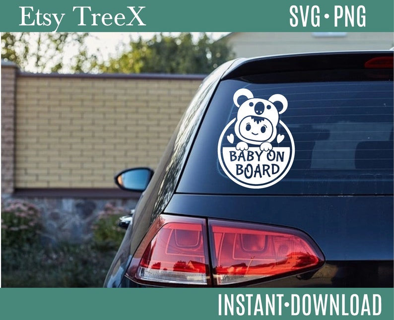 Cute Baby on Board Car Stickers SVG Bundle by Oxee Hand Drawn - Etsy