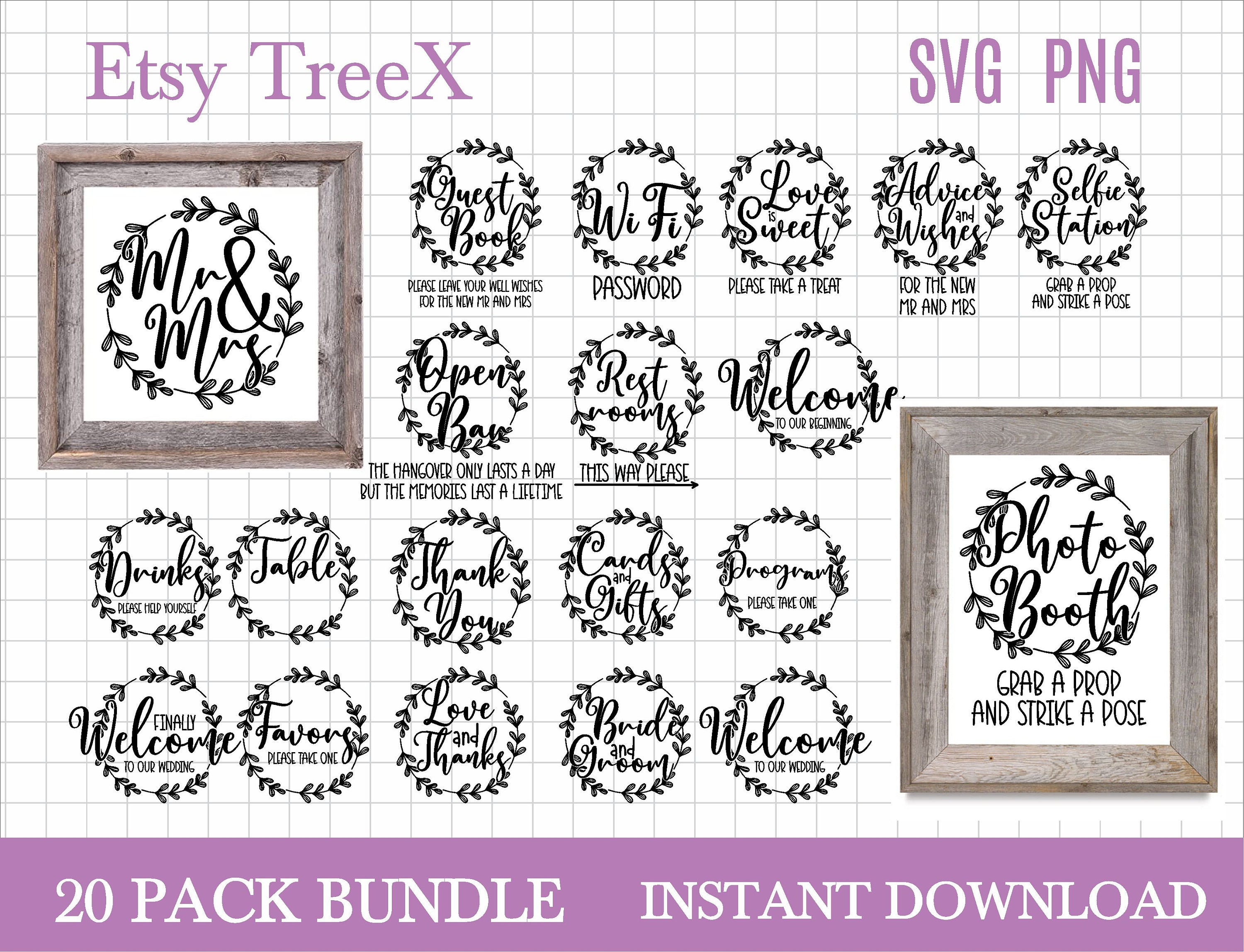 Wedding Signage SVG Bundle by Oxee Wedding Signs Svg Welcome | Etsy