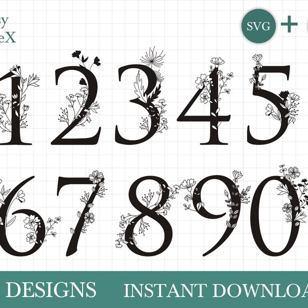 Floral Numbers - Etsy