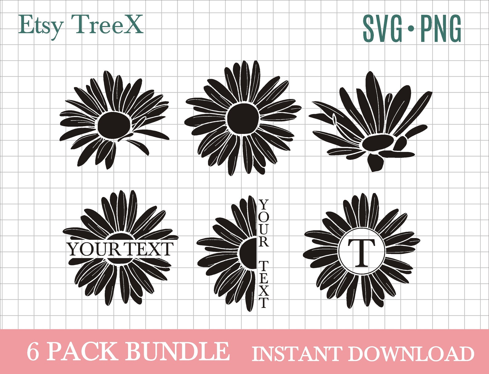 Daisy SVG Bundle Hand Drawn Daisy Flowers SVG Daisy Monogram - Etsy