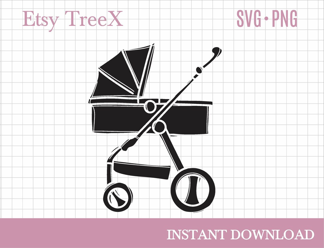 Baby Carriage Svg by Oxee, Baby Pram Svg, Line Art Svg, Baby Buggy Svg ...