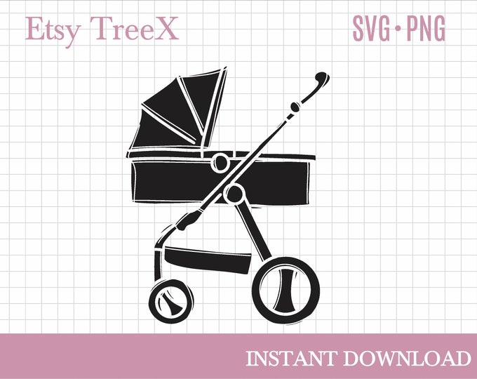 Pram SVG Bundle, Baby Stroller, Baby Buggy Silhouette Clipart, Outline ...
