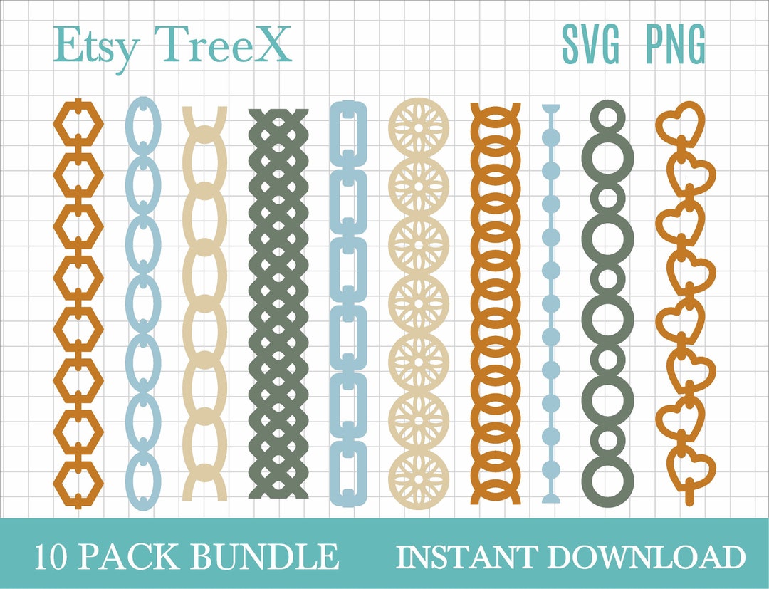 Seamless Chain SVG Bundle by Oxee, Simple Chain Line Svg, Laser Cut ...