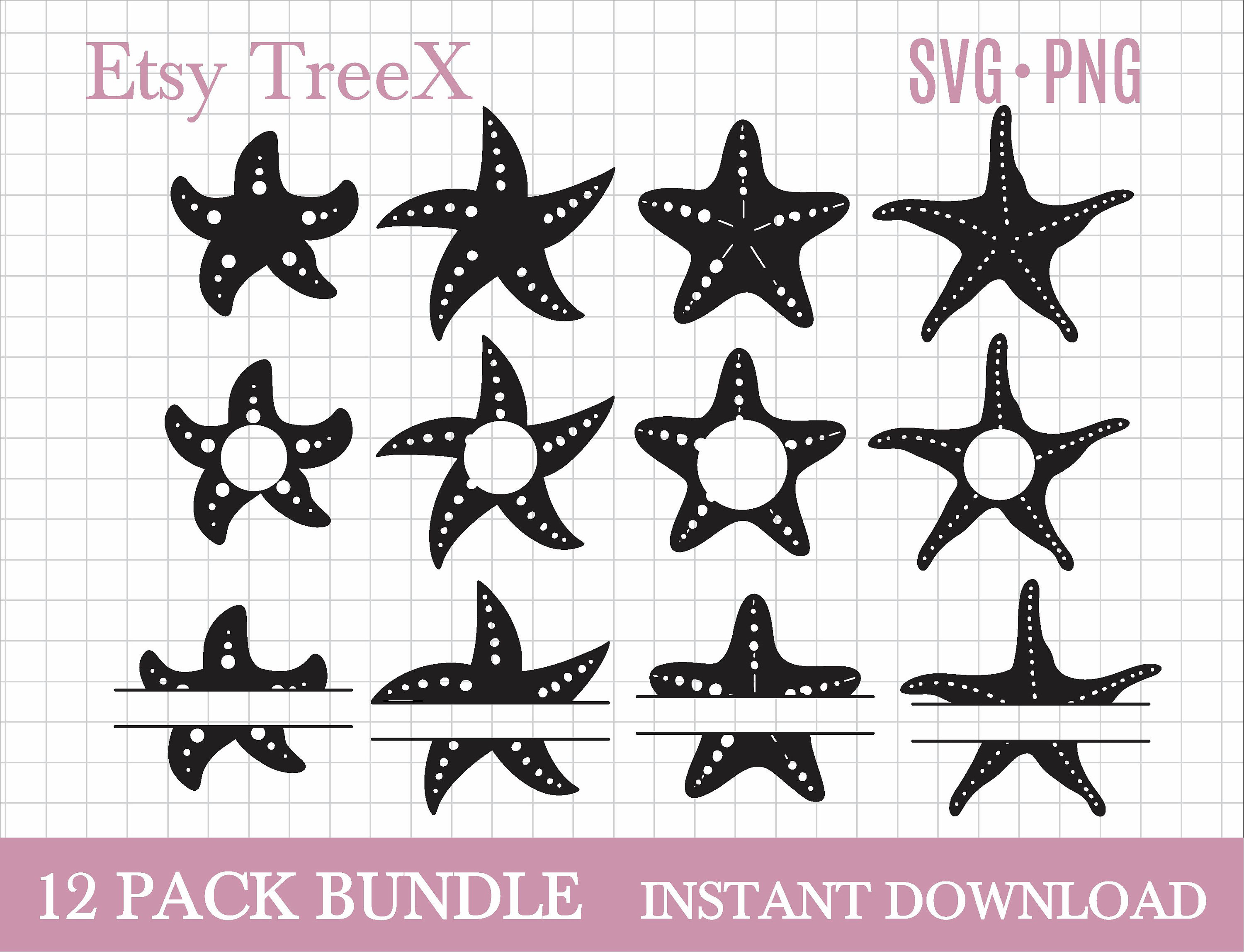 Starfish Svg Bundle by Oxee Starfish Monogram Svg Starfish - Etsy Australia