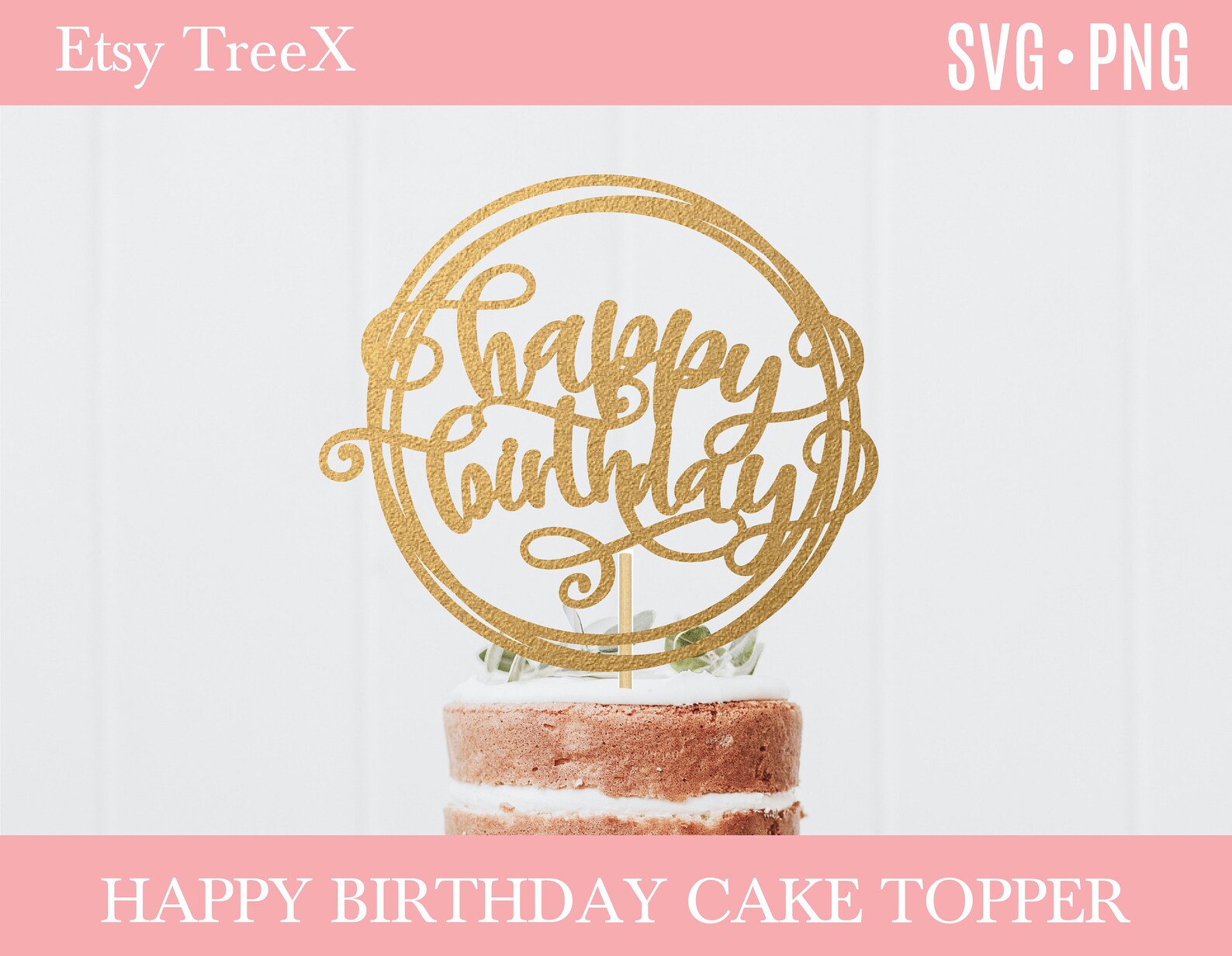 Happy Birthday Cake Topper Svg by Oxee Happy Birthday Cake - Etsy