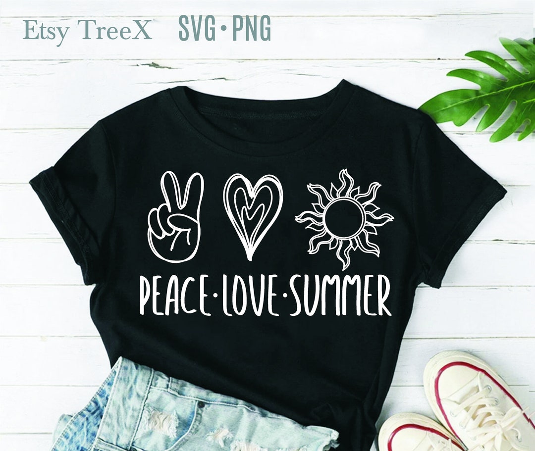 Peace Love Summer Simple Line Drawing Svg by Oxee, Beech Drawing Svg ...