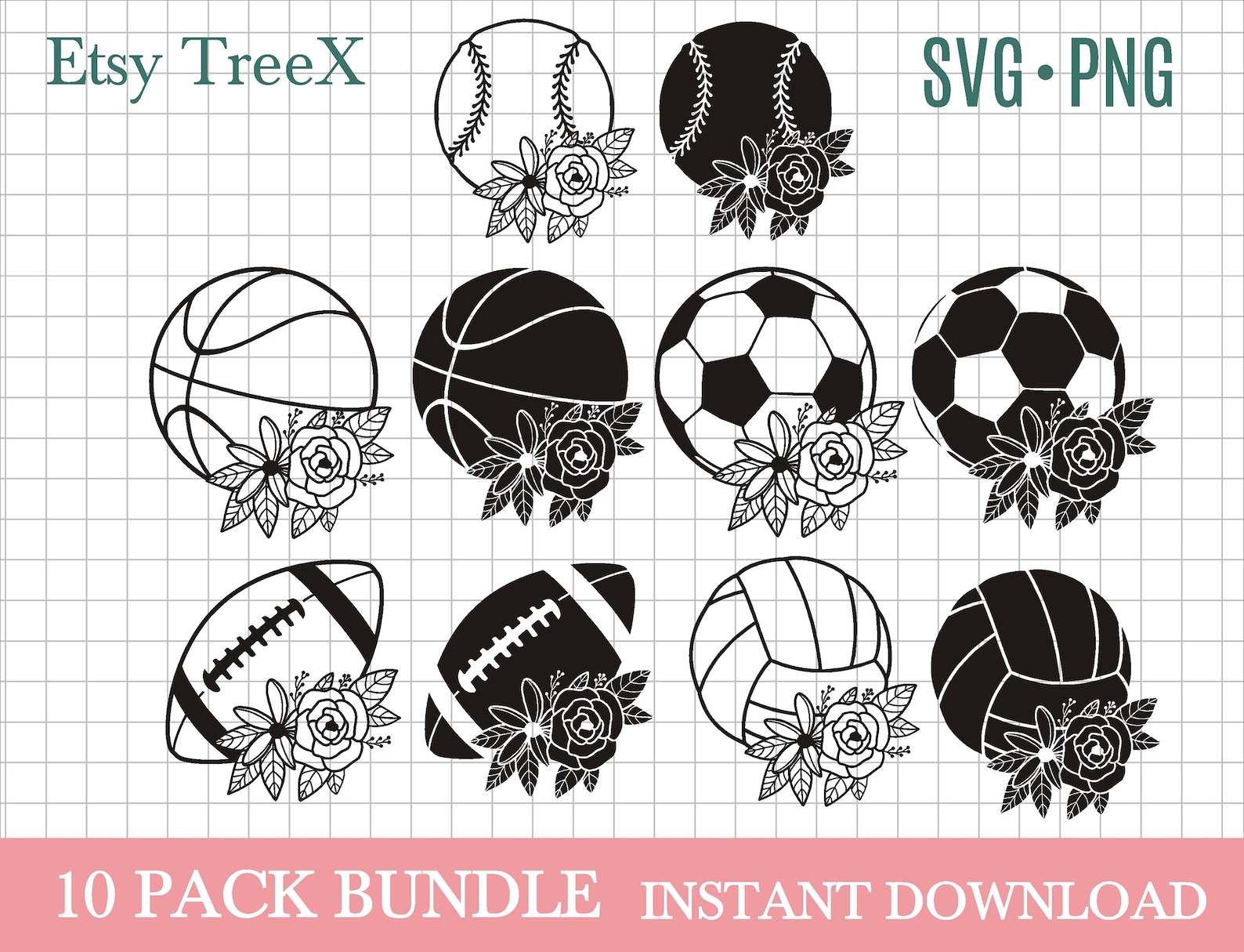 Sport Balls SVG Bundle by Oxee Baseball Ball SVG Volleyball | Etsy