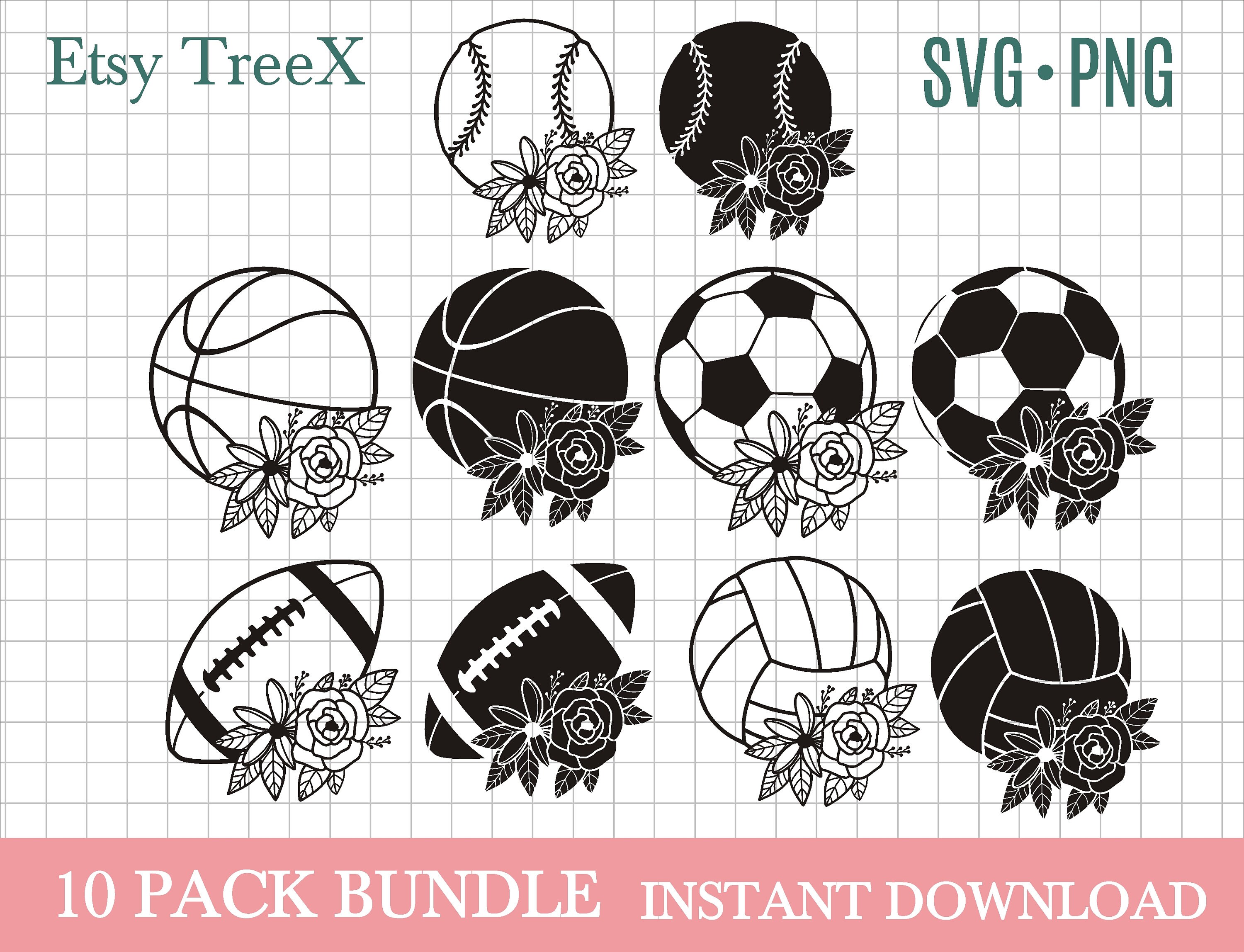 Sport Balls SVG Bundle by Oxee Baseball Ball SVG Volleyball - Etsy