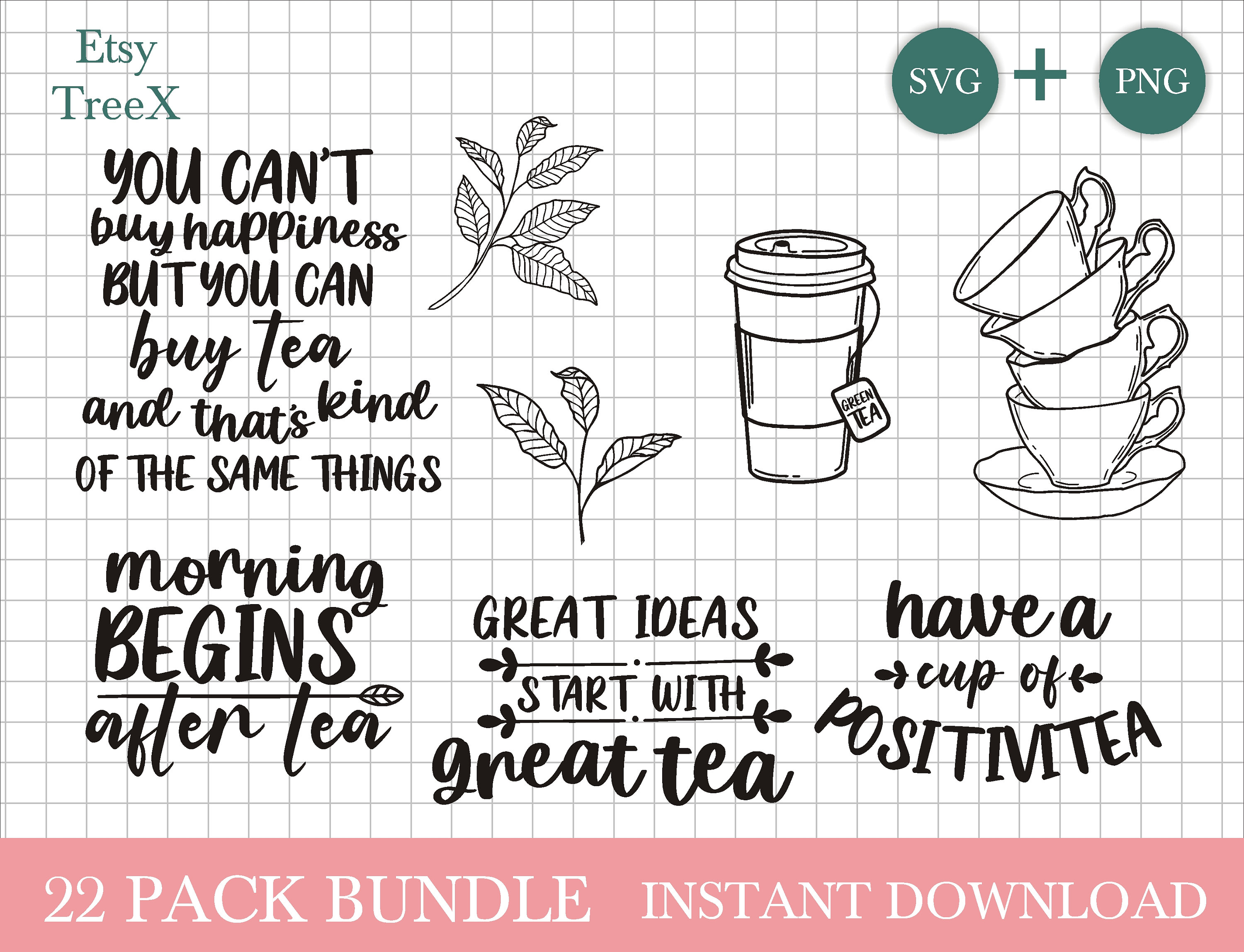 Tea Lovers SVG Bundle Tea Cup Svg Morning Tea Svg by Oxee - Etsy Canada