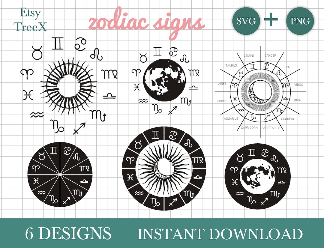 Zodiac Signs SVG Bundle, Astronomy Svg by Oxee, Horoscope Svg, Virgo ...