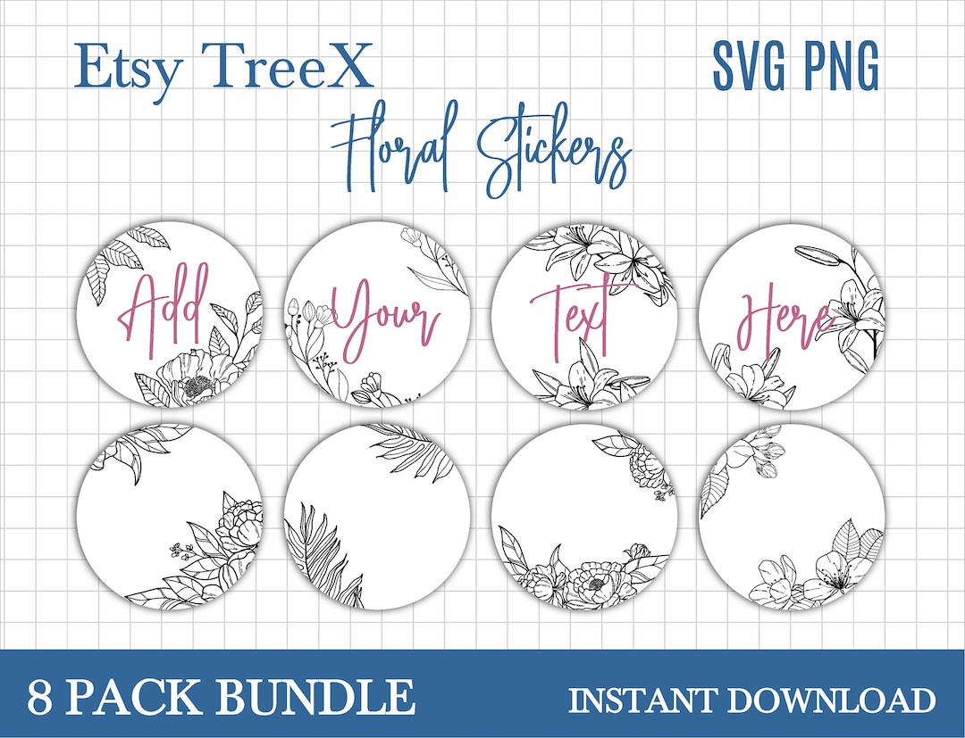 Floral Circle Sticker SVG Bundle: Custom Laser Cut Files (digital ...