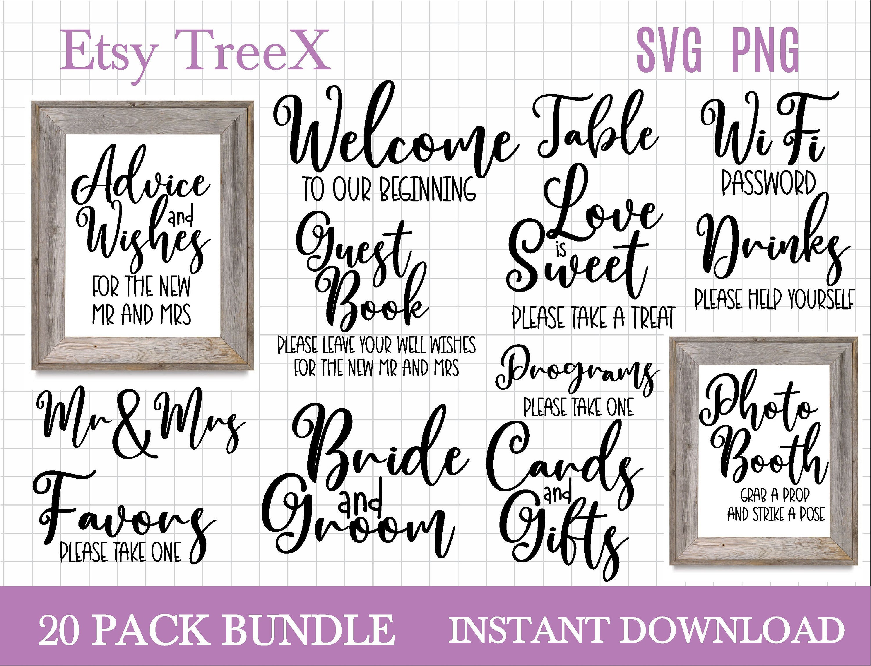 Wedding Signage SVG Bundle by Oxee Wedding Signs Svg Welcome | Etsy