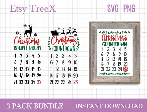 Christmas Countdown SVG Bundle by Oxee Christmas Calendar | Etsy
