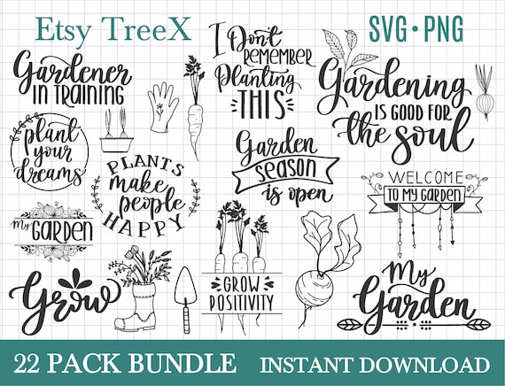 Hand Lettered Gardening SVG Bundle Garden Sign Svg Garden | Etsy UK