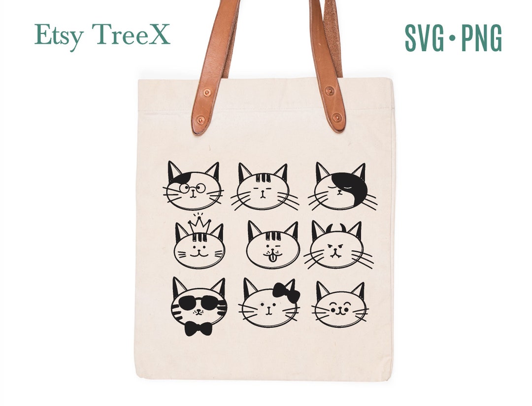 Cats Simple Line Art Drawing Svg Bundle by Oxee, Simple Cat Head ...