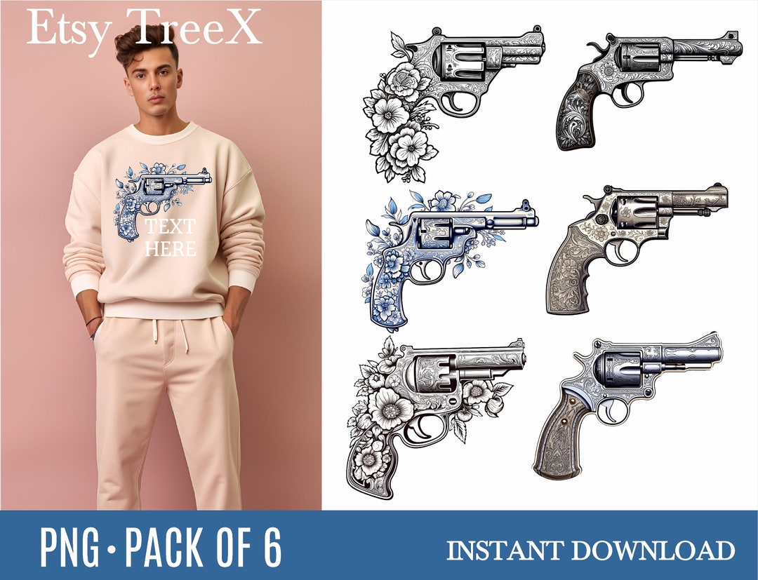Artistic Victorian Floral Gun Bundle Sublimation PNG by Oxee, Victorian ...